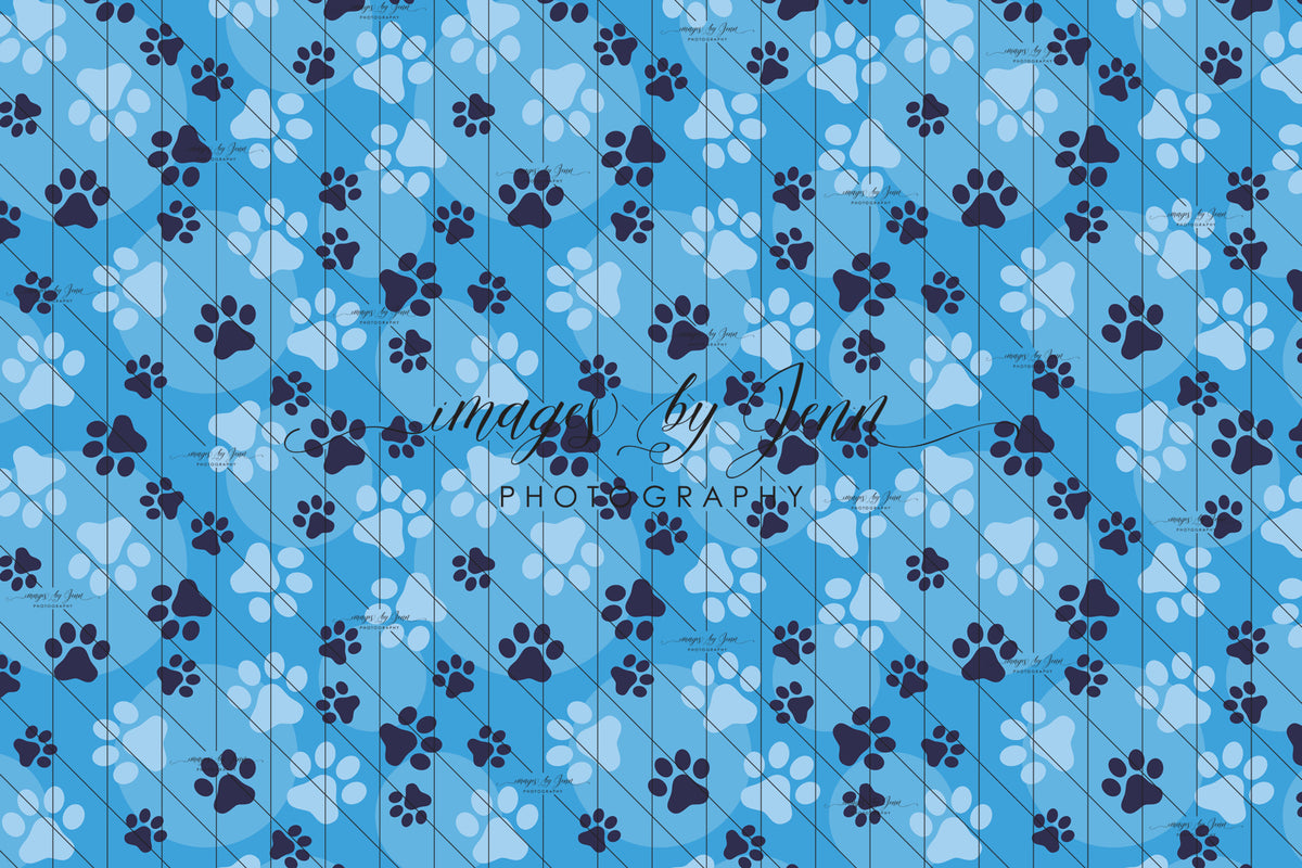 Blue Pup Prints with Spots (JG) — Baby Dream Backdrops