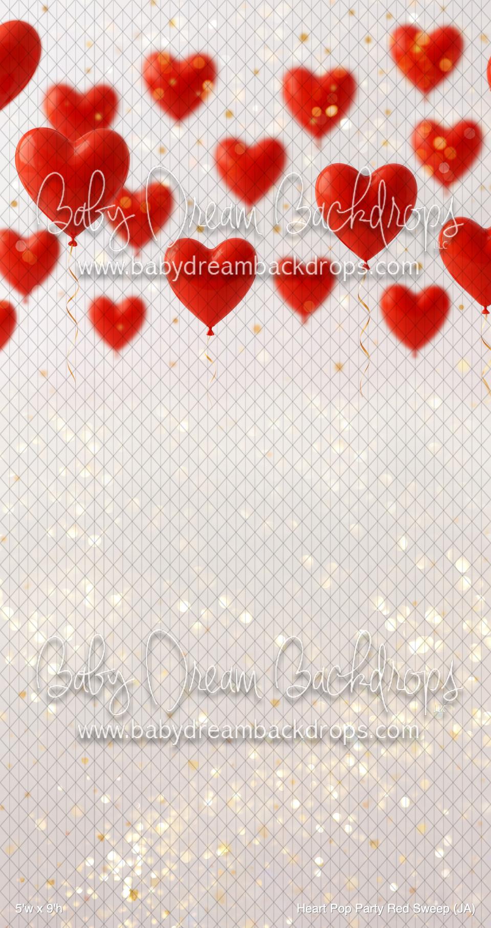 Heart Pop Party Red Sweep (JA) — Baby Dream Backdrops