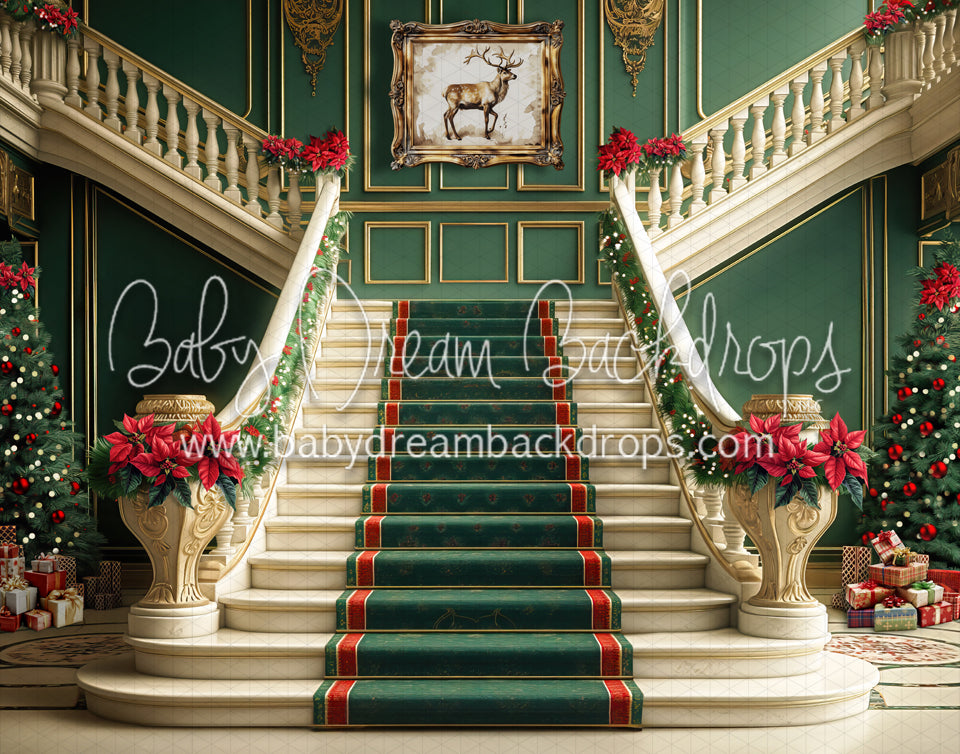 Holly Jolly Christmas Stairs (MD) — Baby Dream Backdrops