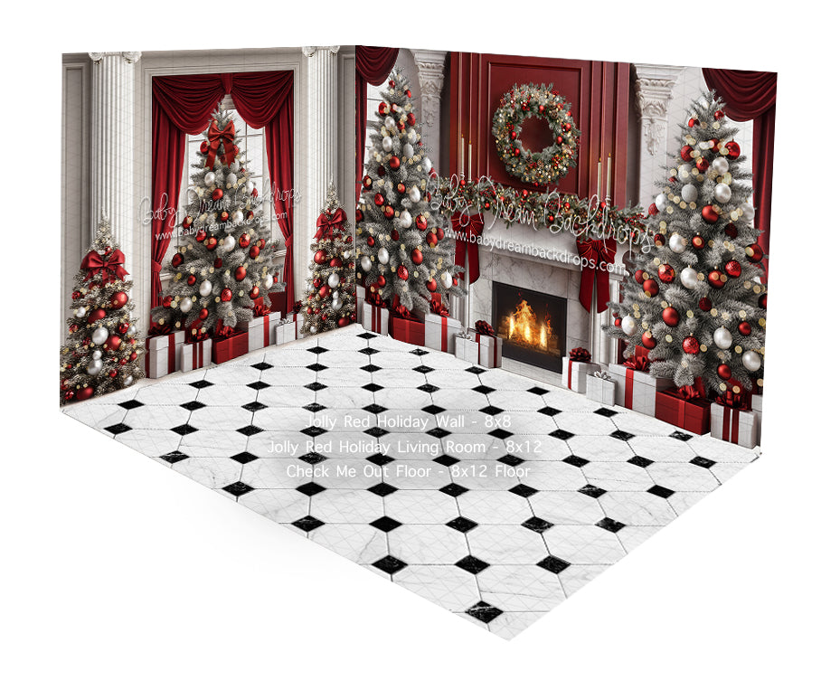 Room 8x12 Jolly Red Holiday Wall + Living Room + Check Me Out Floor ...