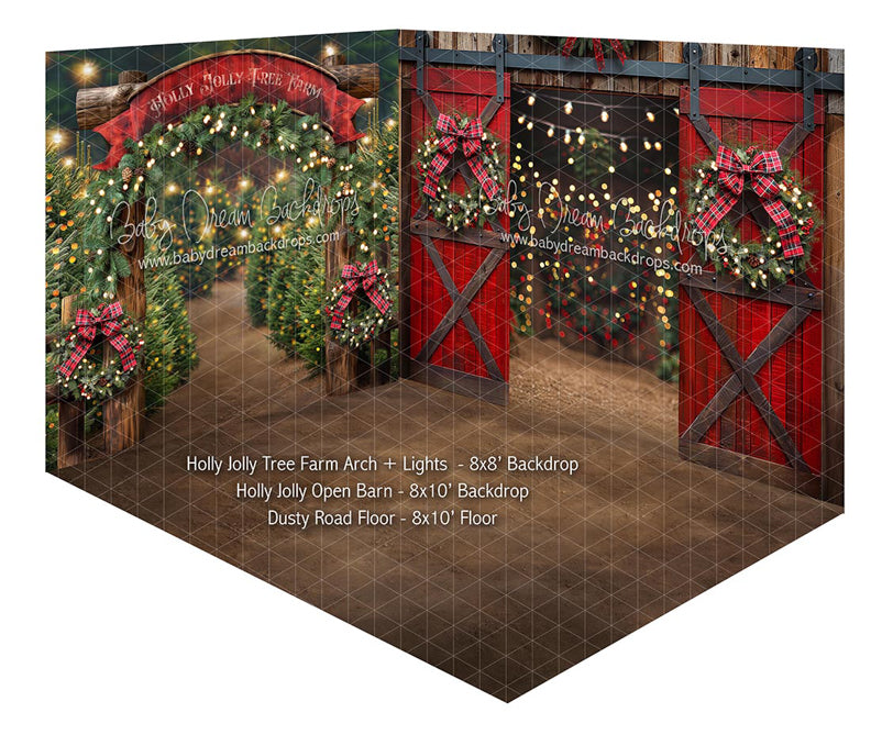 Room Holly Jolly Tree Farm Arch + Lights + Holly Jolly Barn Open Barn ...