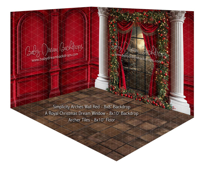 Fabric Room Simplicity Arches Wall Red + A Royal Christmas Dream Queen ...
