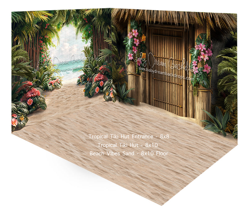 Room Tropical Tiki Hut Entrance + Tropical Tiki Hut + Beach Vibes Sand ...