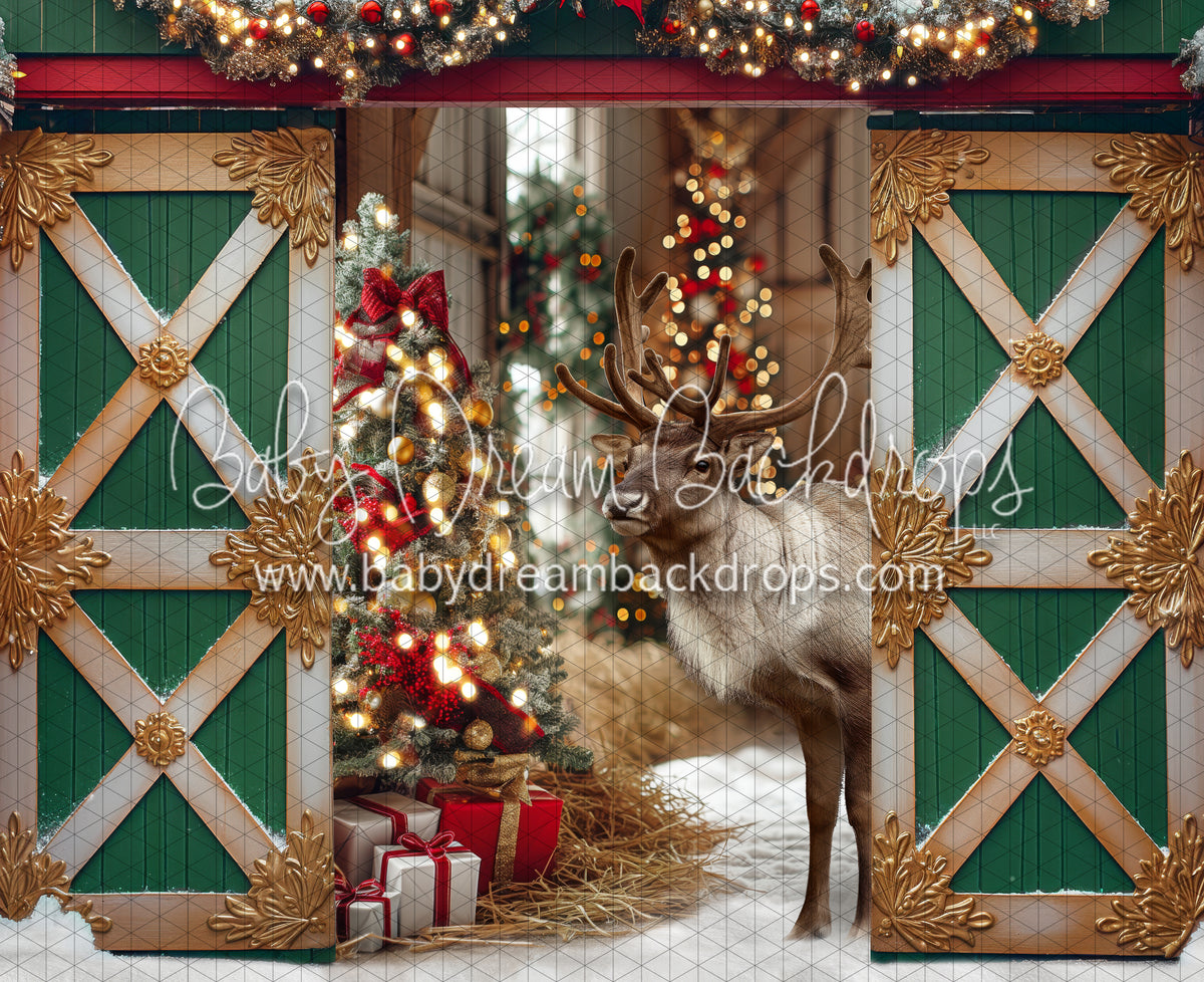 Santa Village Reindeer Barn (JA) — Baby Dream Backdrops