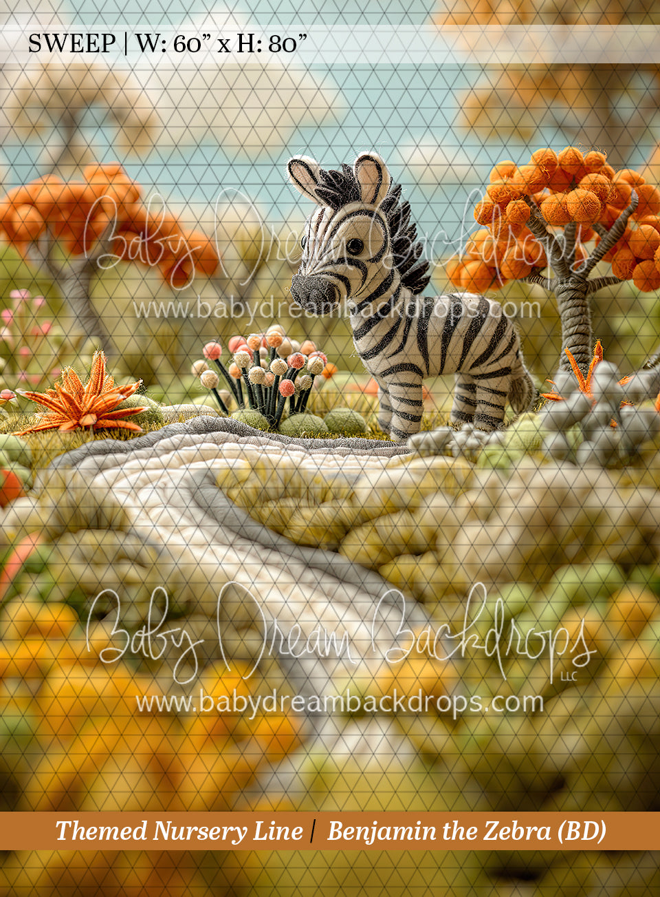 Sweep Themed Nursery Line Benjamin the Zebra (BD) — Baby Dream Backdrops