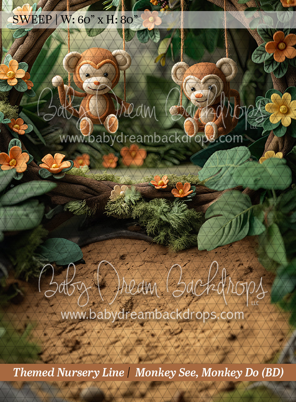 Sweep Themed Nursery Line Monkey See, Monkey Do (BD) — Baby Dream Backdrops
