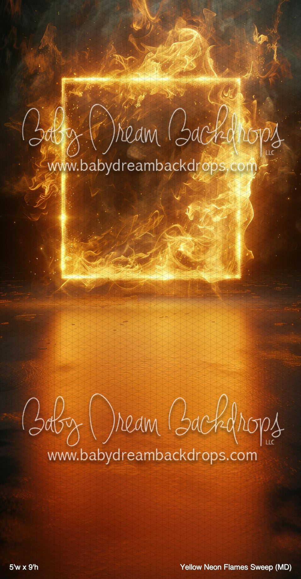Yellow Neon Flames Sweep (MD) — Baby Dream Backdrops