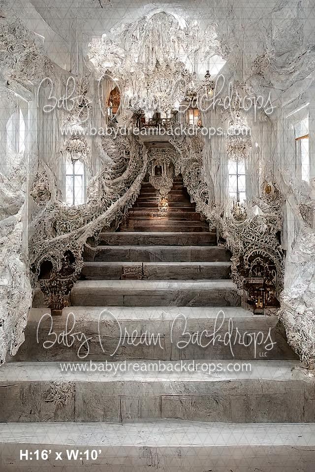 Sweeps White Palace Grand Staircase (BD) – Baby Dream Backdrops