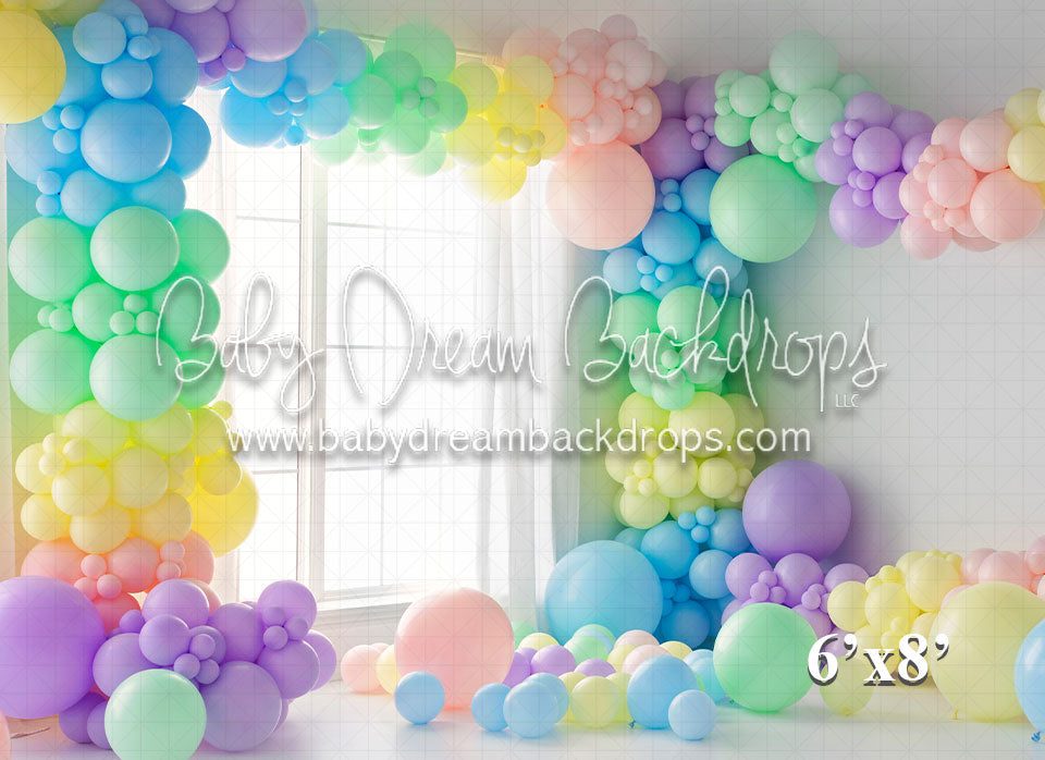 Pastel Balloon Party Side Window (VR) — Baby Dream Backdrops