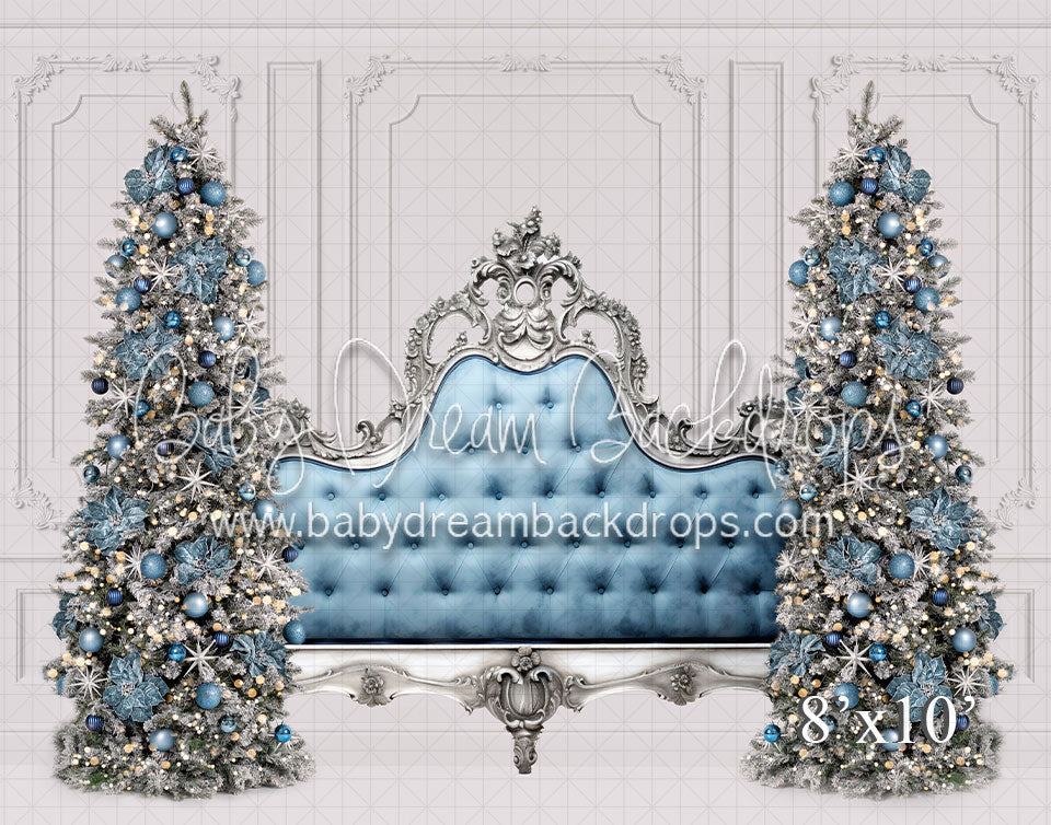 Blue Silver Tufted Headboard (VR) — Baby Dream Backdrops