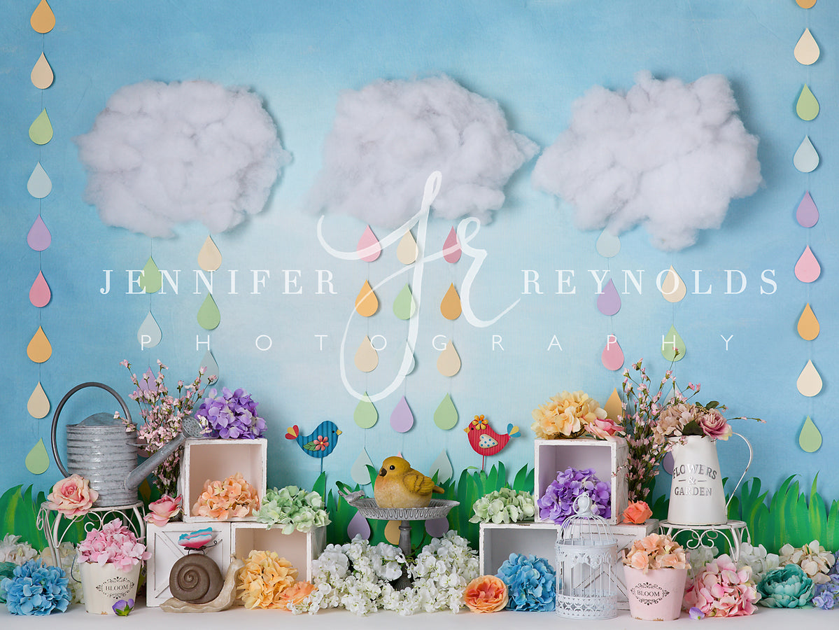 April Showers bring May Flowers (White Floor) — Baby Dream Backdrops