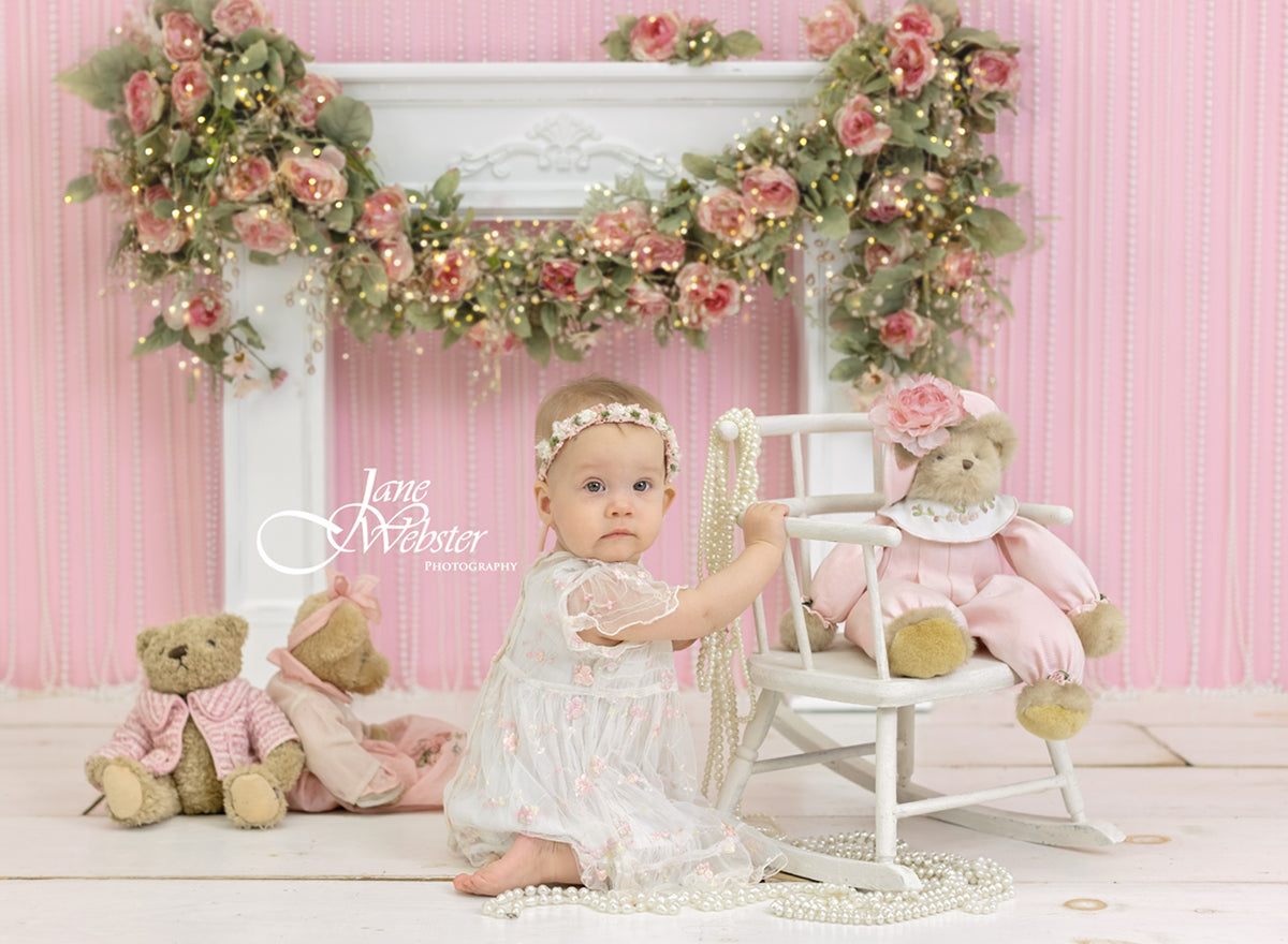 Dainty Floral And Pearl Hearth – Baby Dream Backdrops