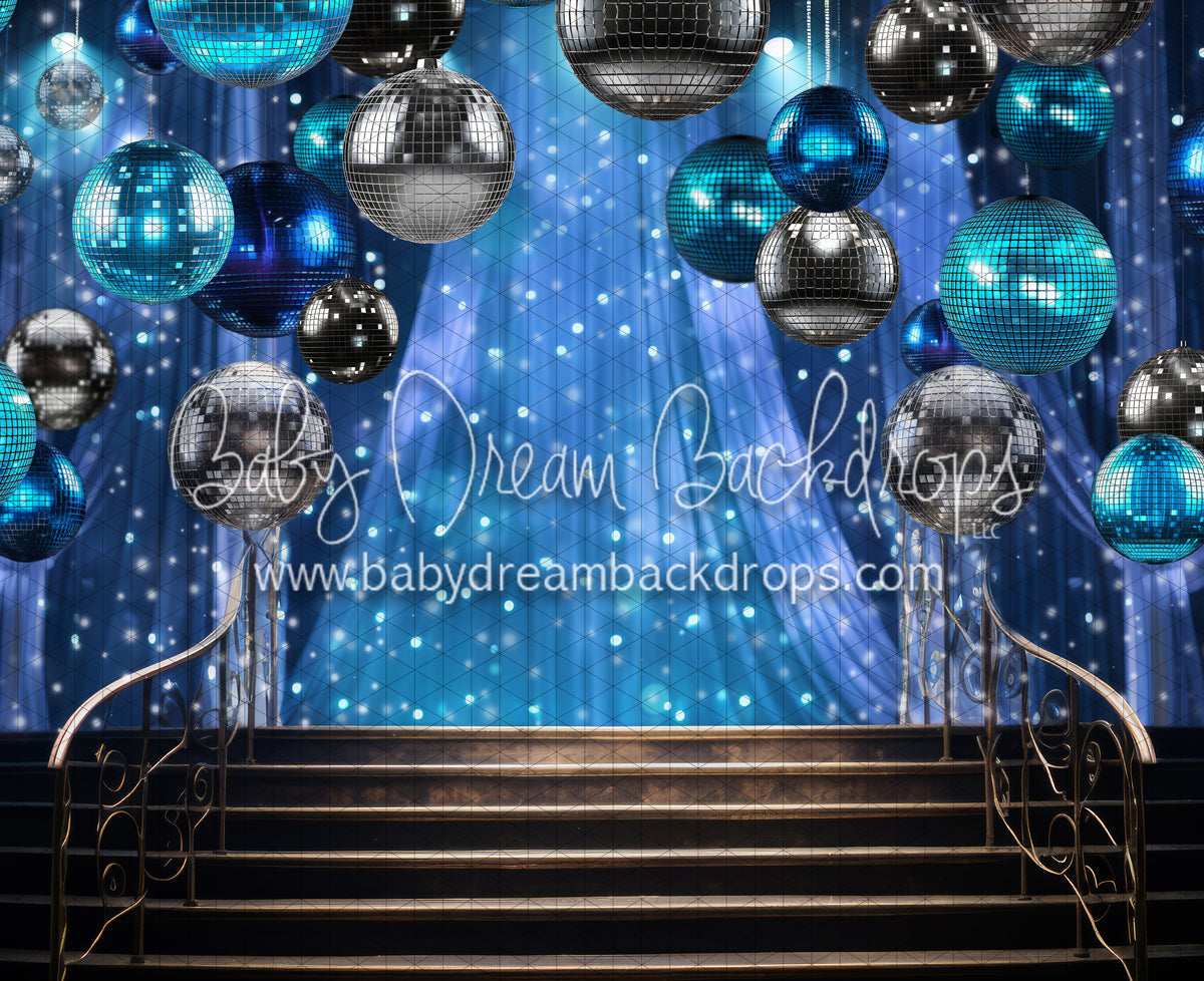 Elegant Disco Fever Blue (sparkle) (JA) — Baby Dream Backdrops