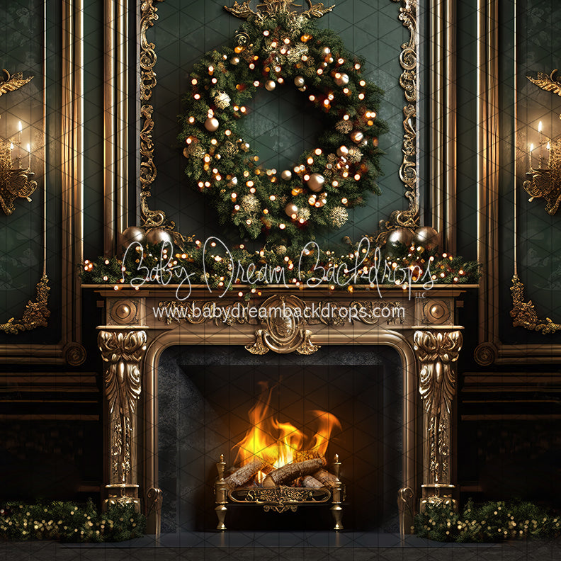 Emerald Glow and Elegance Fireplace (Fire) (JA) – Baby Dream Backdrops