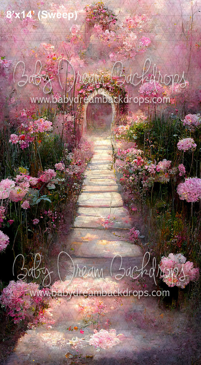 X Drop Sweeps floral pink pathway sm – Baby Dream Backdrops