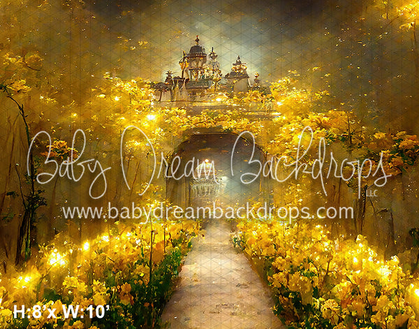 Glowing Castle with Yellow Flowers (BD) – Baby Dream Backdrops