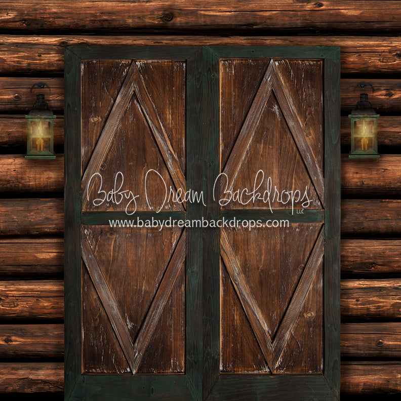 X Drop hunting shack doors – Baby Dream Backdrops