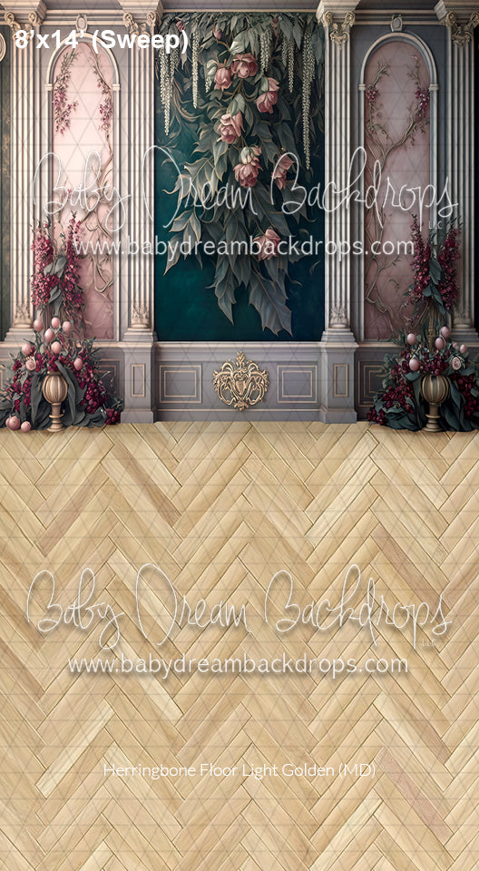 leafy blooms wall X Drop Sweep md – Baby Dream Backdrops