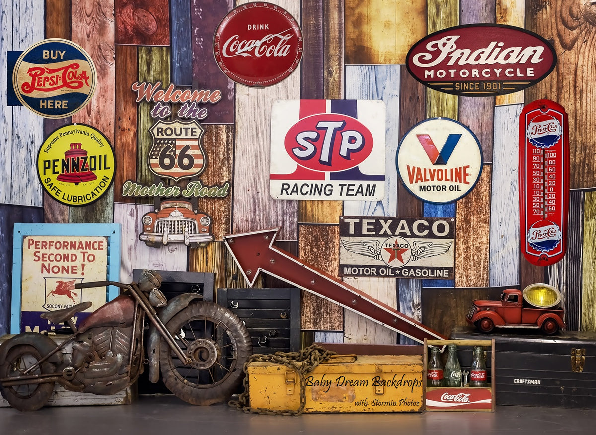 Old Timers Garage — Baby Dream Backdrops
