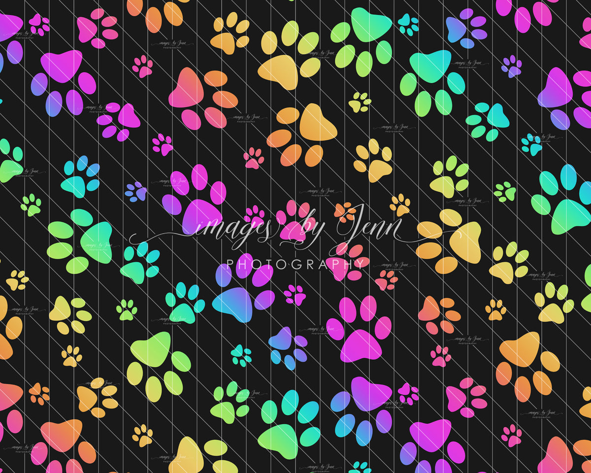Rainbow Puppy Paws Black (JG) – Baby Dream Backdrops