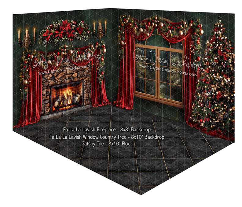 Room Fa La La Lavish Fireplace + Fa La La Lavish Window Country Tree ...