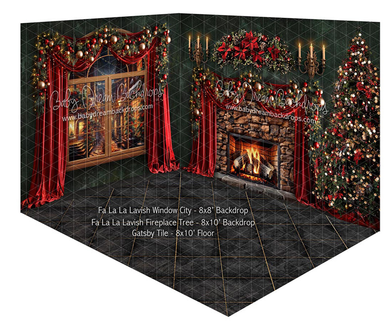 Room Fa La La Lavish Window City + Fa La La Lavish Fireplace Tree + Ga ...