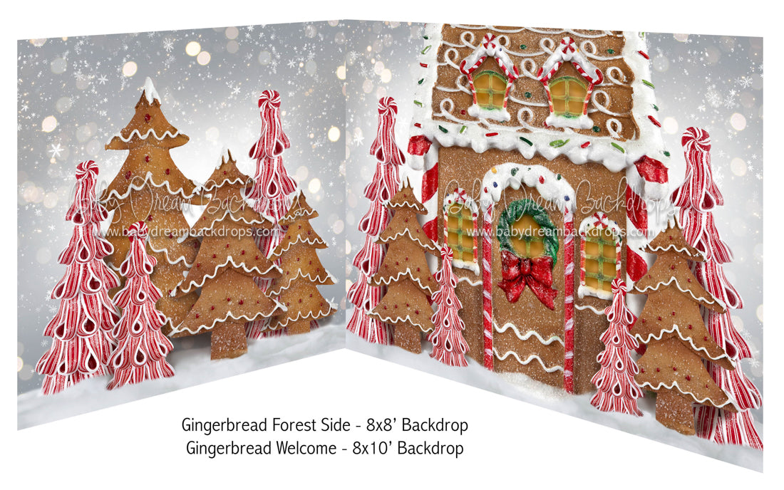 Gingerbread Forest Side and Gingerbread Welcome — Baby Dream Backdrops
