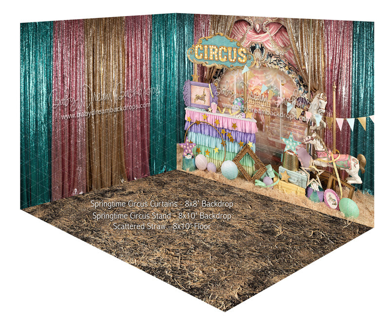 Springtime Circus Curtains and Stand Room — Baby Dream Backdrops