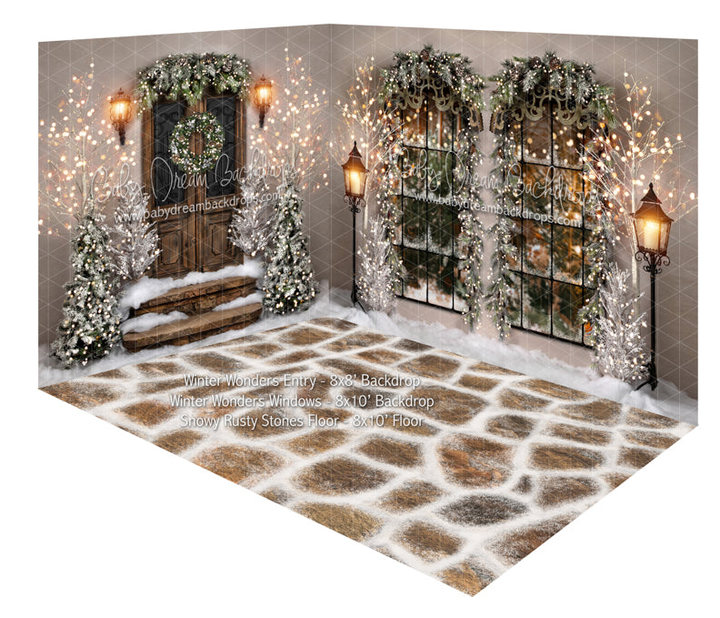 Winter Wonders Entry and Winter Wonders Windows Room — Baby Dream Backdrops